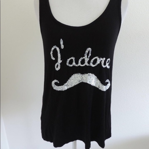 Kirra | Tops | Kirra Jadore Mustache Sequin Tank Top Black New | Poshmark